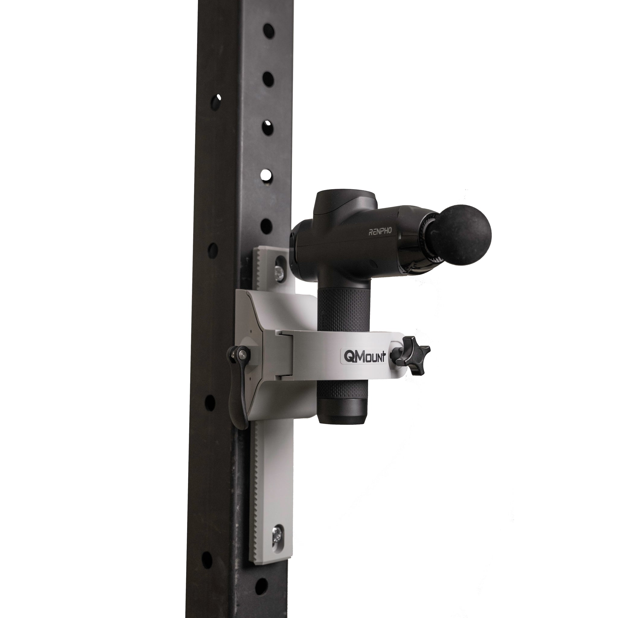 QMount Massage Gun Holder - Power Rack Mount with 12" rail